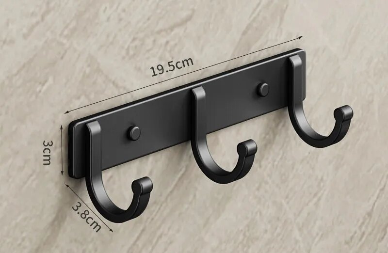 Настенные крючки из алюминия, 6 штук 3 hooks black