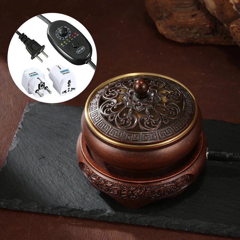 Электронная аромалампа 220В бронзовая Черный, Red Bronze DE Plug