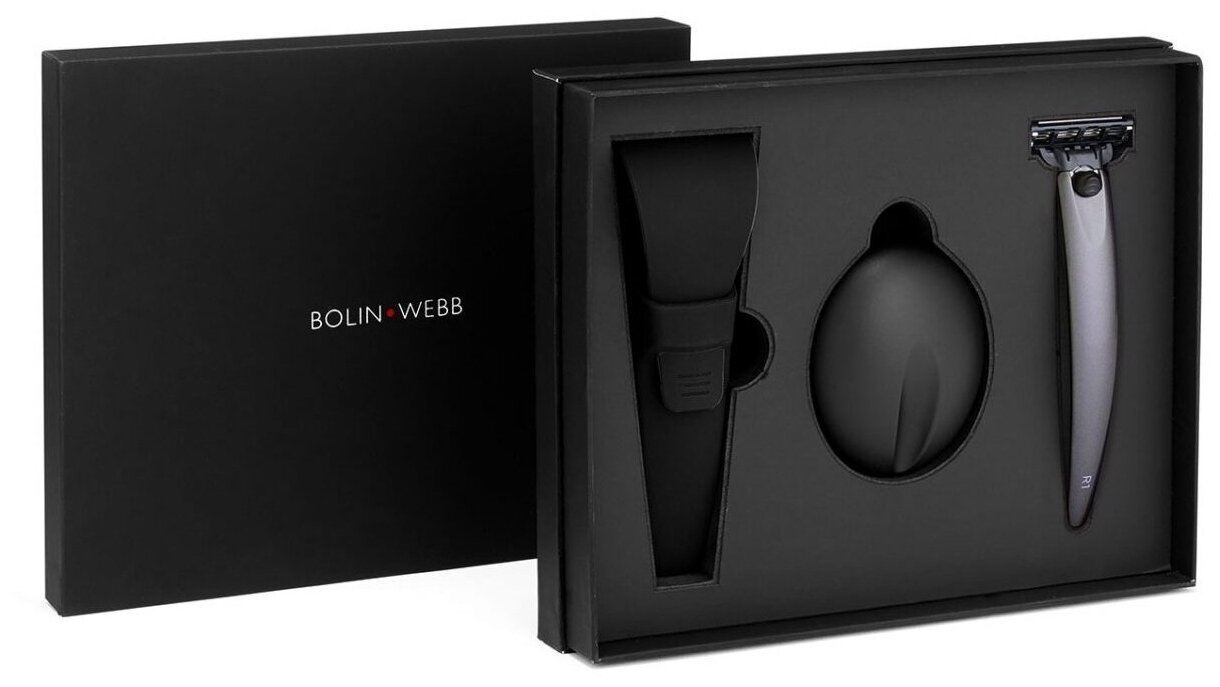 Набор Bolin Webb R1, бритва R1 серый графит, подставка R1 черная, дорожный чехол
