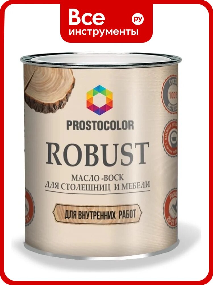 Масло для столешниц и мебели простоколор ROBUST бесцветный, 0,75 л 57977