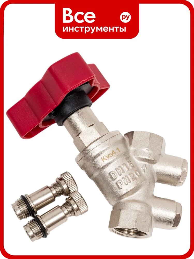 Балансировочный клапан 1/2 Valtec VT.054. N.04, с внутренней резьбой 1/2F и корпусом из никелированной латуни