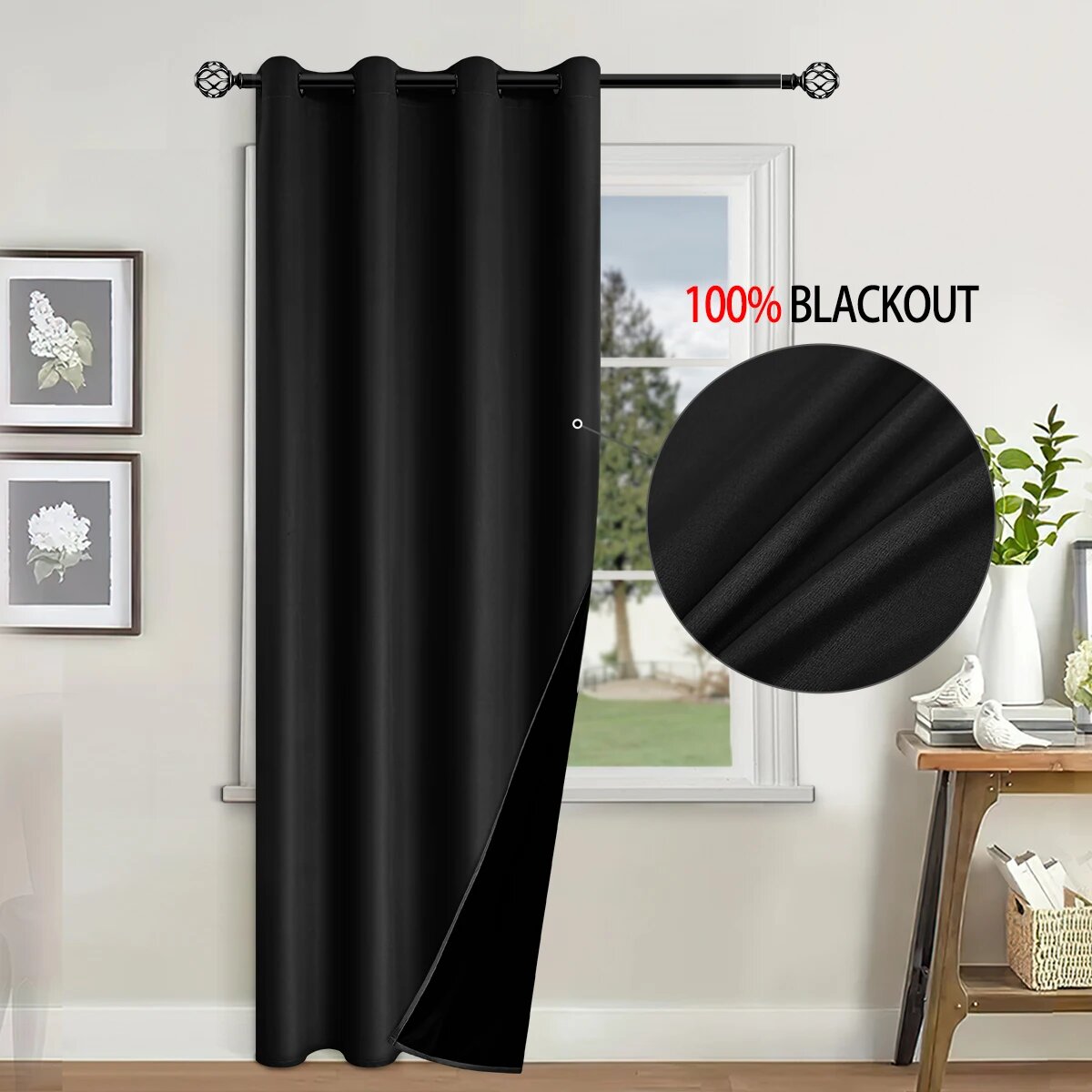 Черные затемняющие шторы 150x260 см, 100% blackout