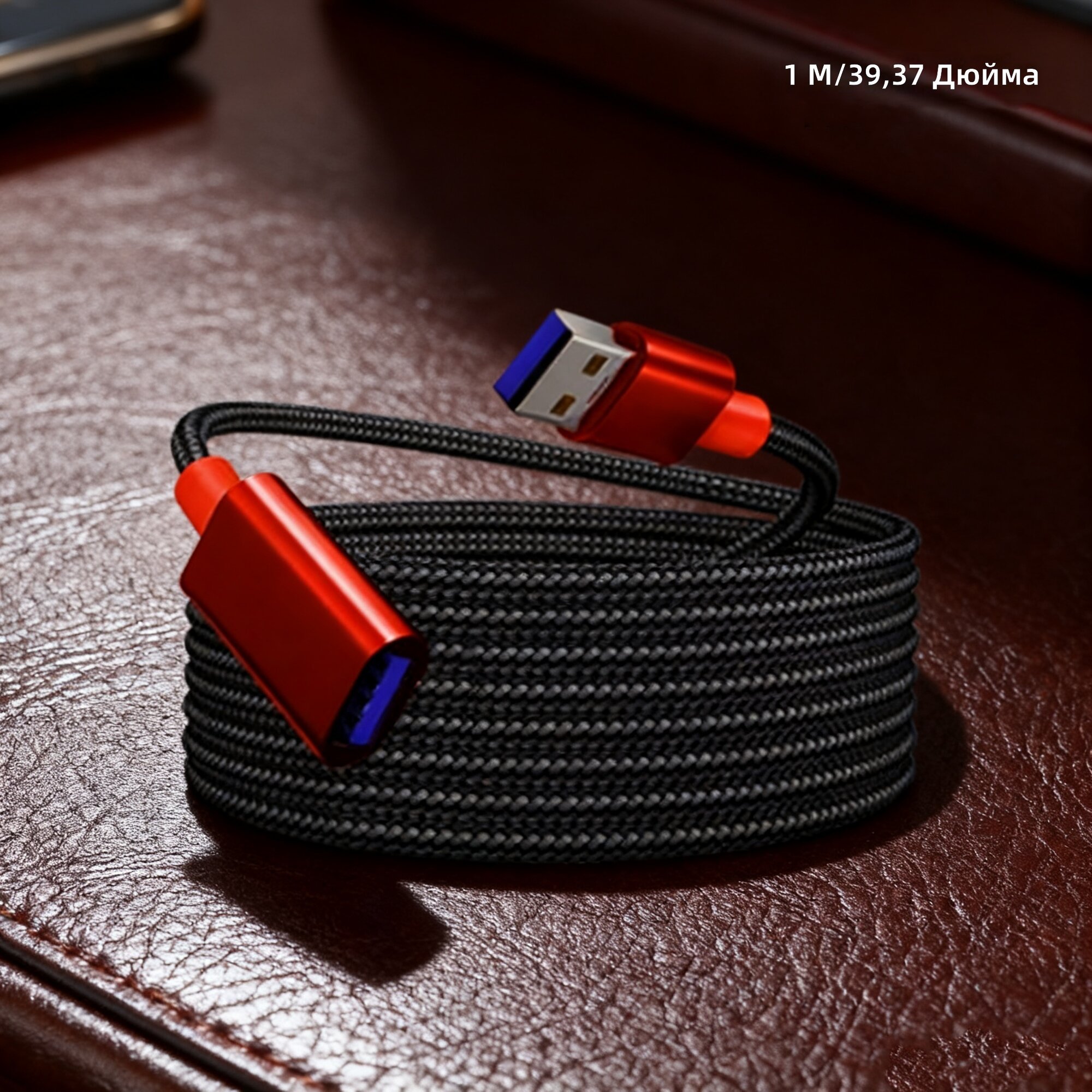 Удлинитель USB Type-A (мама-папа) 1 м, красный, для передачи данных, подходит для клавиатуры, мыши, игровых консолей Xbox/PS, внешних жестких дисков, принтеров, камер