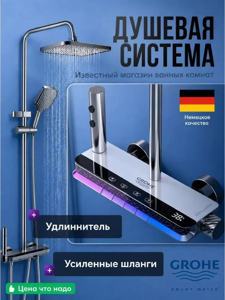GROHE Душевой комплект серый металлик, белый матовый