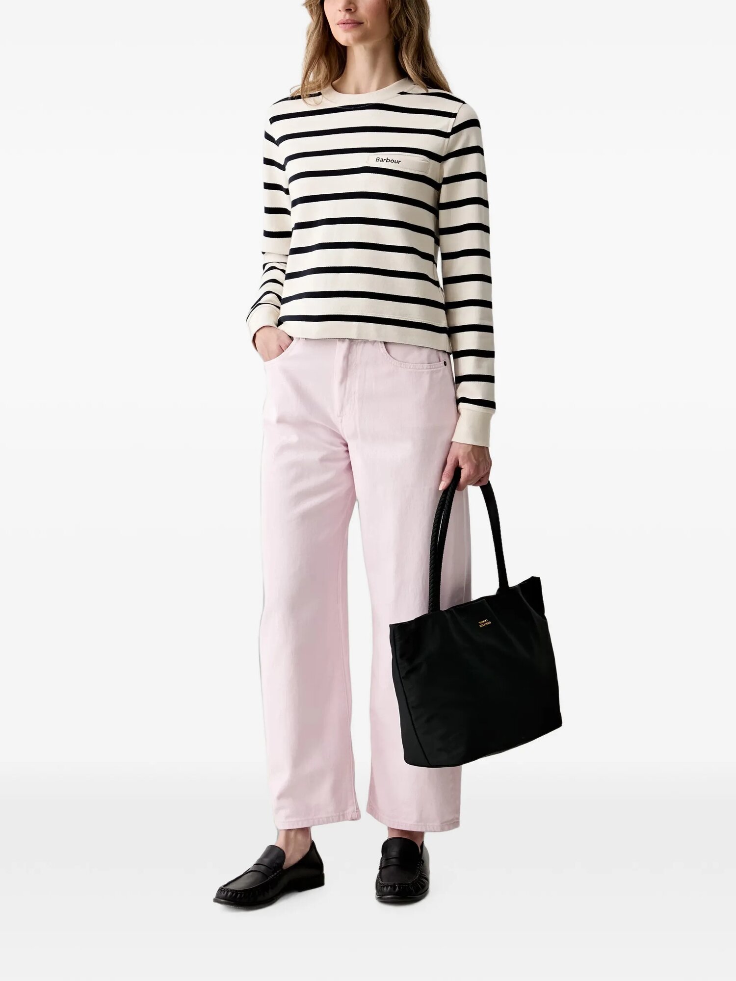 Толстовка Barbour Aylesby striped-pattern chest-pocket sweatshirt, размер 10, , бежевый/белый — фото 1