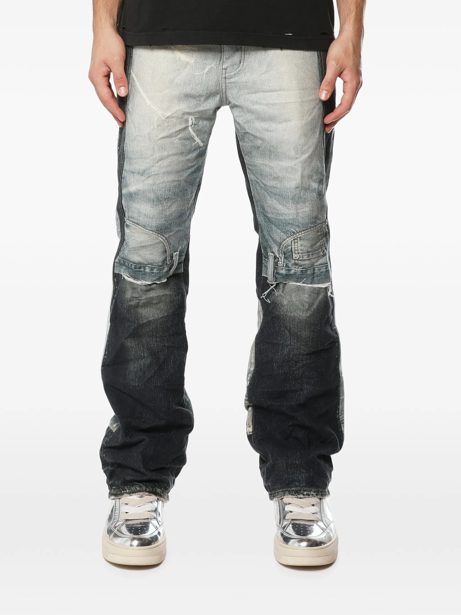 Джинсы PURPLE BRAND Distressed patchwork jeans