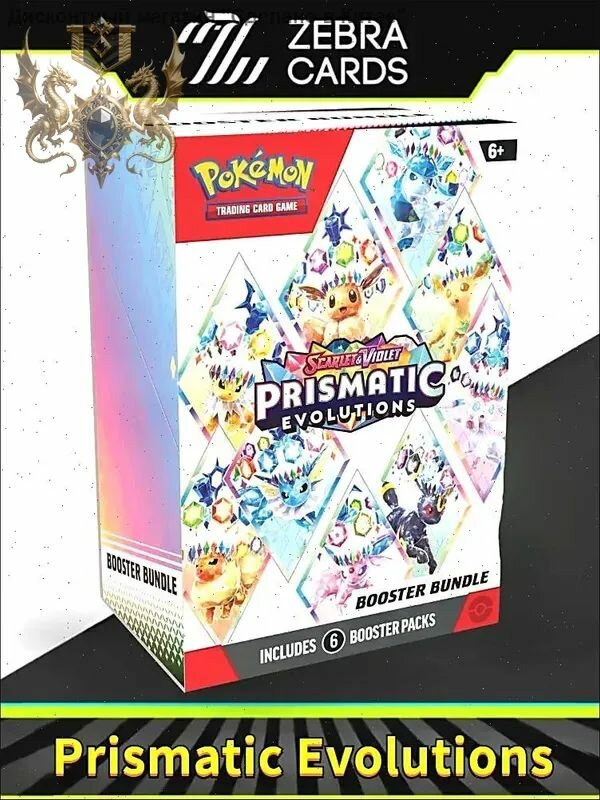 Покемон Любимая открытка POKEMON TCG: Scarlet & Violet Prismatic Evolutions Booster Bundle(Сделано в США) бустер-набор сша
