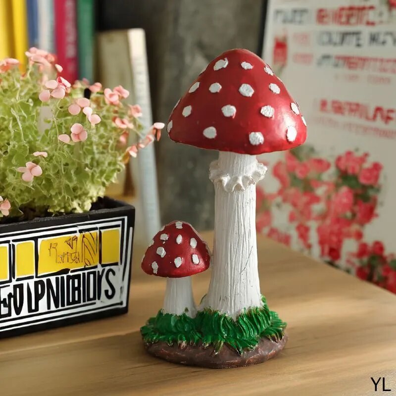 Фигурка садовая "Мухоморы", полирезин, красная, 17.5 см — фото 1