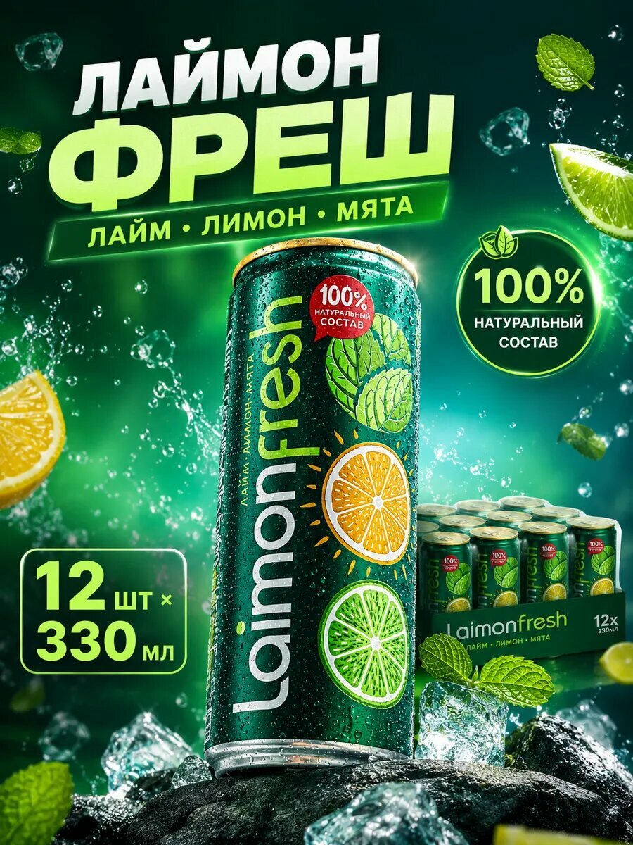Напиток безалкогольный Лаймон фрэш 0.33л 12шт