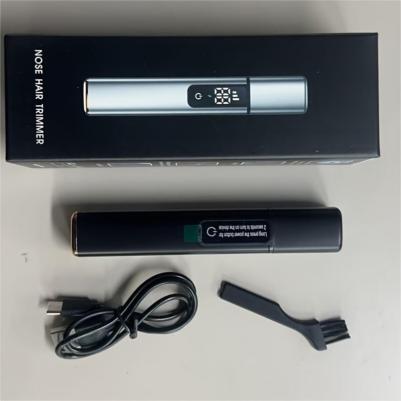 Мужской электрический триммер для ушей и носа USB-перезаряжаемый, безболезненный, с сенсорным экраном, 3 скорости, портативный, черный
