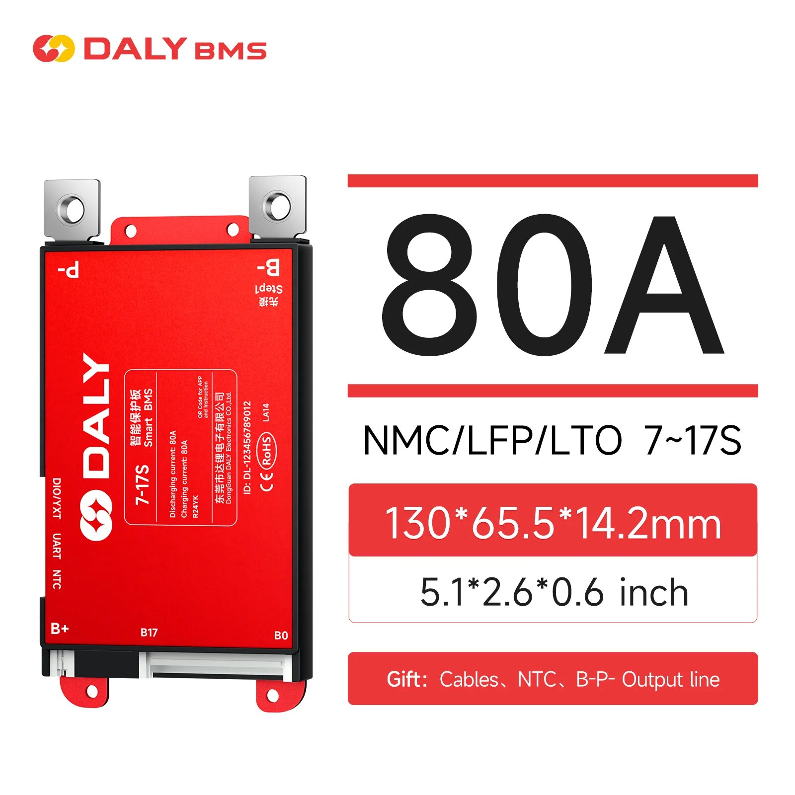 Daly 80A BMS 7S-17S UART для Li-ion