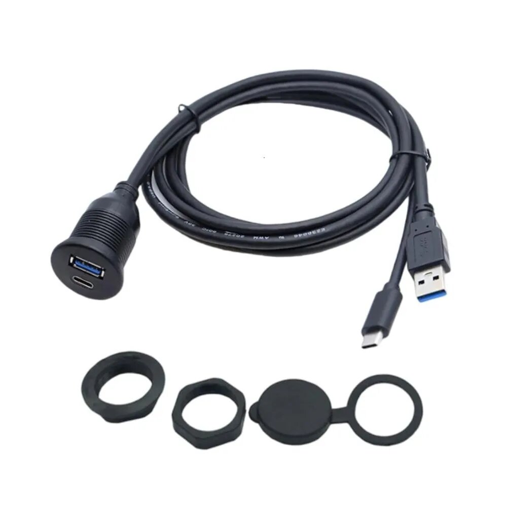 Комплект автопроводки USB 3.0 Type-C удлинитель для автомобильного монтажа, пластик, разноцветный — фото 1