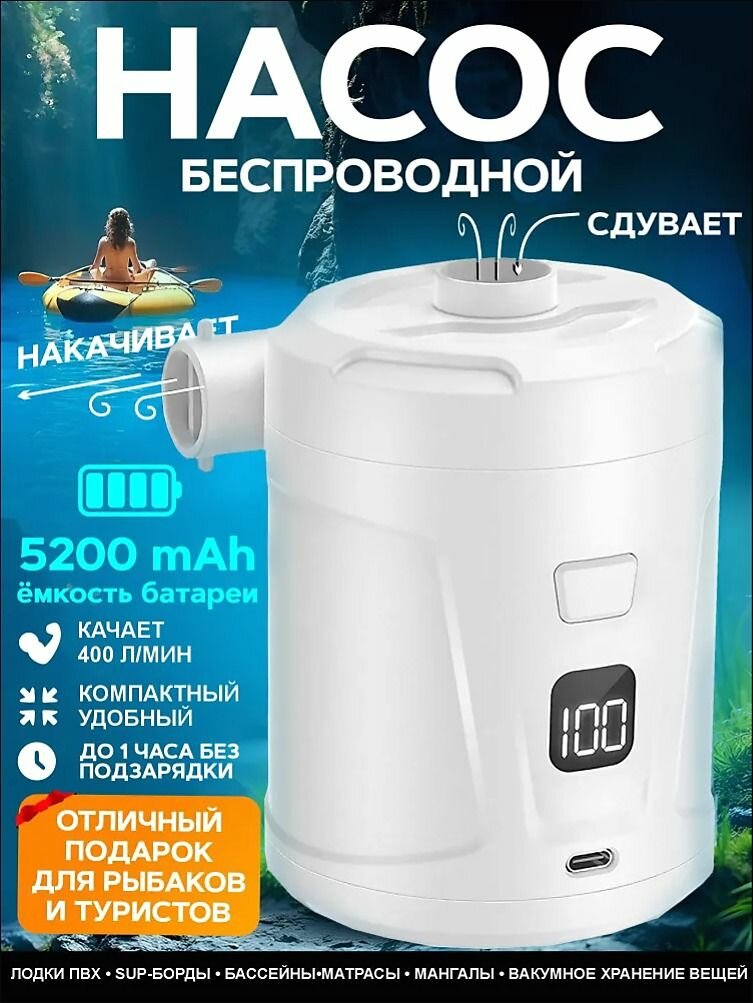 Насос для матраса. Насос для лодки пвх Аккумуляторный, беспроводной.