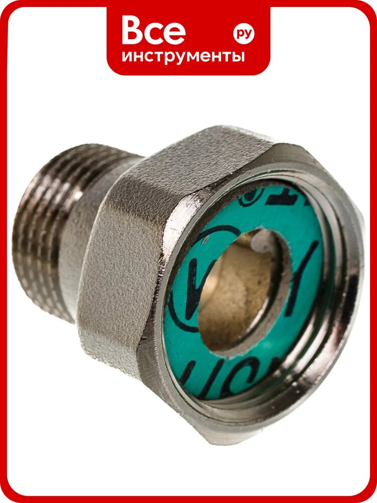 Соединение с накидной гайкой Uni-Fitt НВ 1/2"x3/4", с плоской прокладкой, никелированное 624N2300