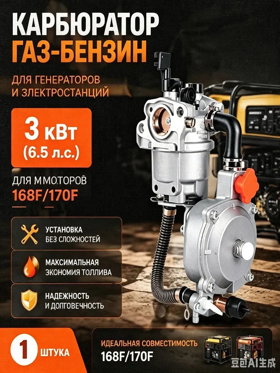 Карбюратор газ бензин для генератора, электростанций. 3 кВт