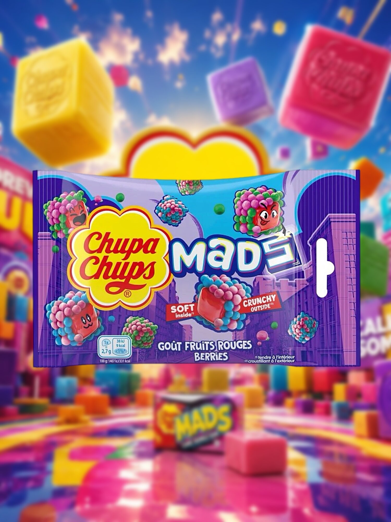Chupa chups Mads Berries Жевательный мармелад Мэдс Ягоды 45g