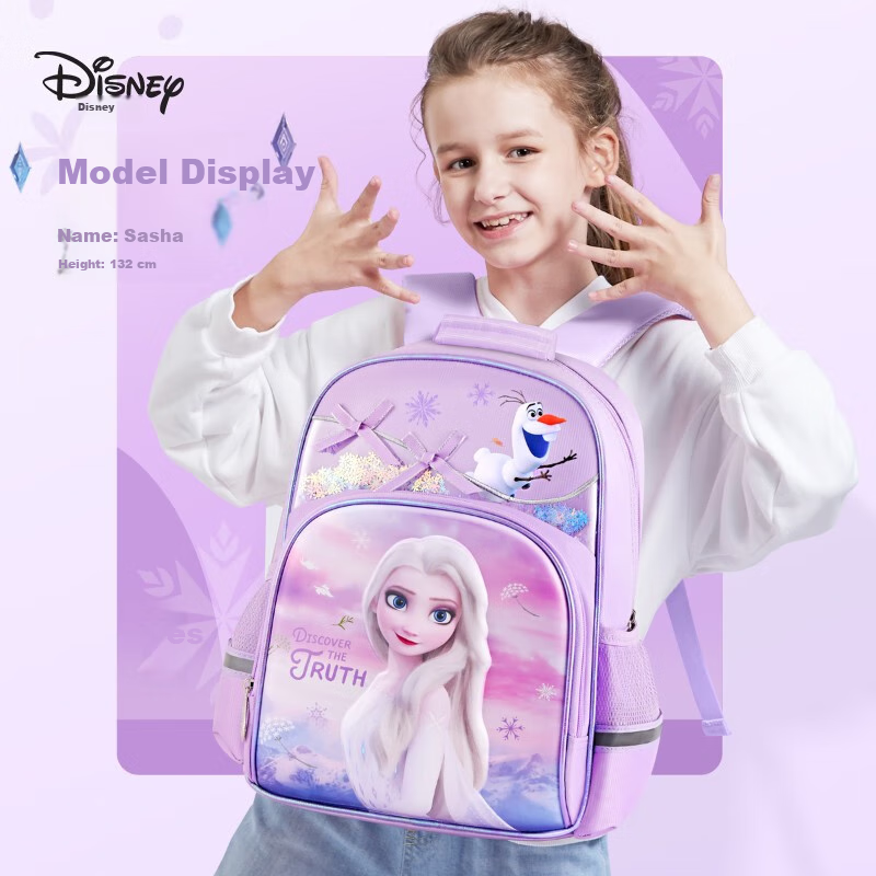 Детская рюкзак Disney Эльза Принцесса Дышащий Легкий для учеников 1-3 классов Внешний вид：Фиолетовый - Классический