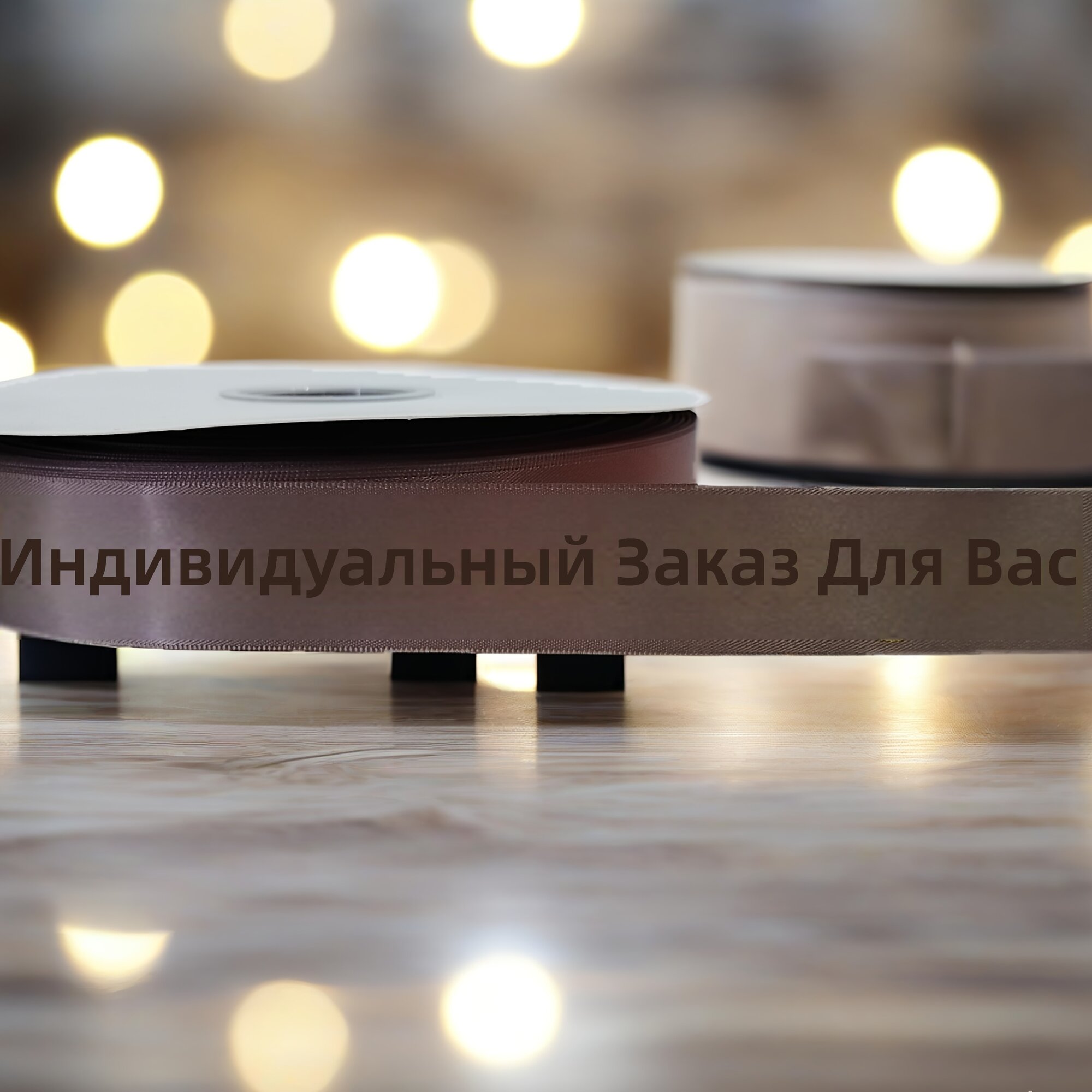 Полиэфирная лента шоколадного цвета, 2,8 х 500 см, со стандартным шрифтом, для упаковки подарков и декора