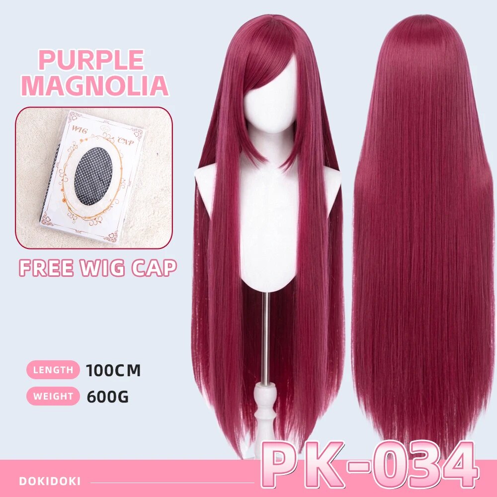 Розовый парик DokiDoki для косплея Фиолетовый, Pink-034