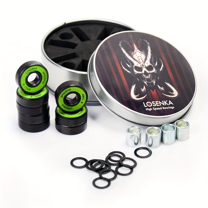 Подшипники для скейтборда ABEC-9, 8 шт, зеленые, для скейтбордов, лонгбордов, самокатов и роликовых коньков