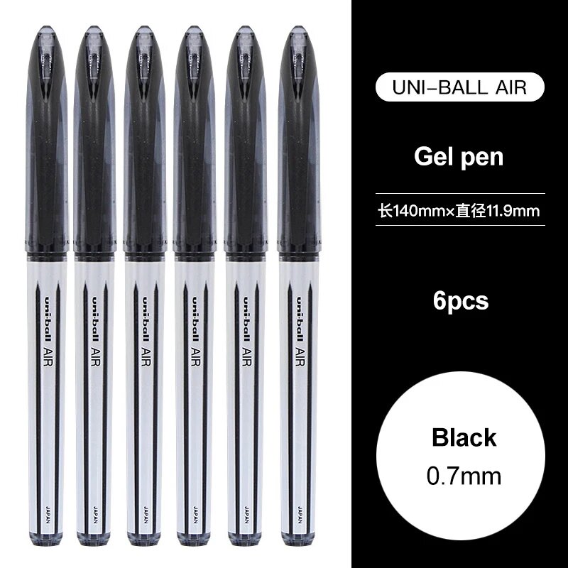 Гелевые ручки Uniball AIR UBA-188 черные 0,5/0,7 мм 6pcs 0.7mm Black