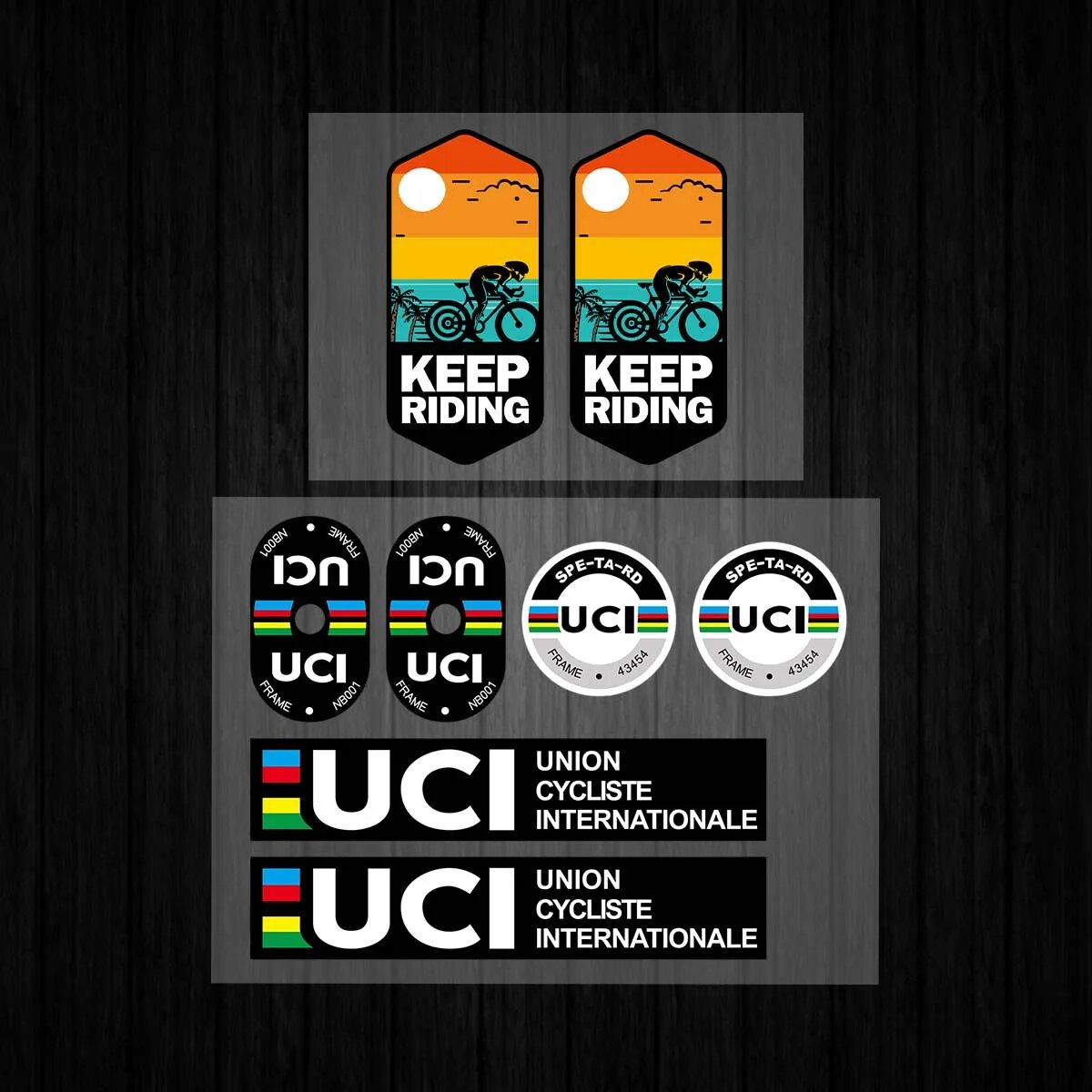 Наклейки на велосипед UCI, Keep Riding, SET A