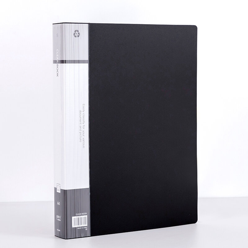 Черная папка для документов А4 с 60 двусторонними страницами (120 листов) для хранения документов в офисе