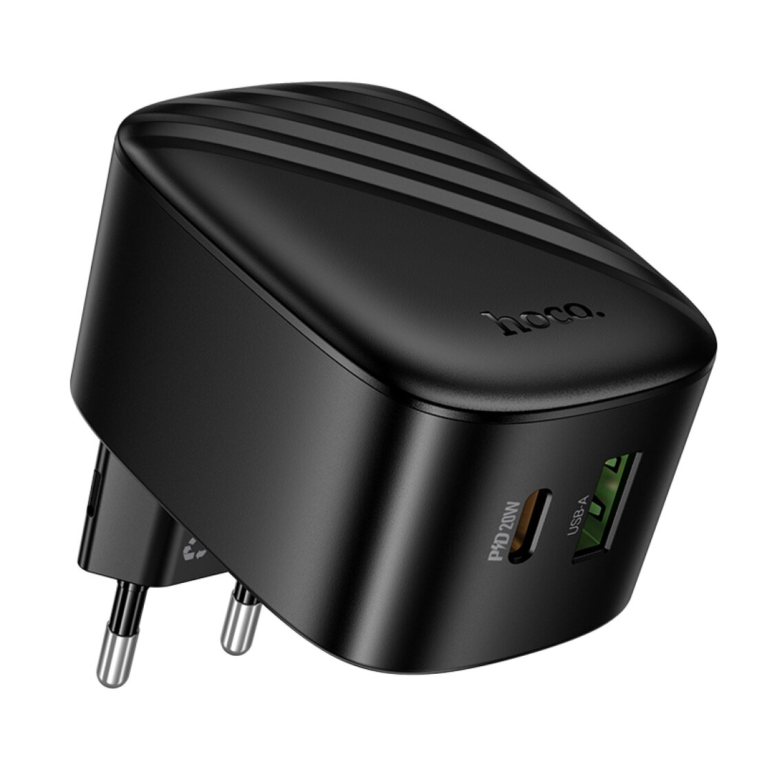 Сетевое зарядное устройство, 1 PD 20W + 1 USB 3.0 QC (CS101A), HOCO, складное, черный
