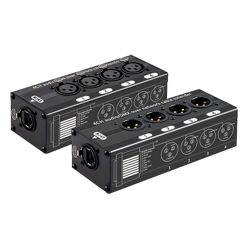 4-канальный аудиокабель-разветвитель XLR на RJ45 с трансивером Cat5e/Cat6, 1 пара, для сценического звука и студии