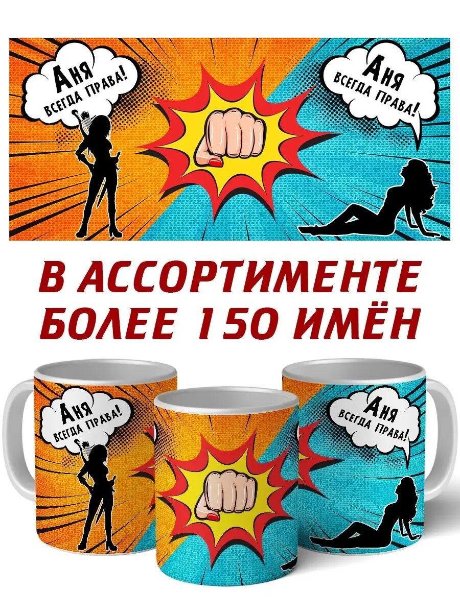 Кружка именная Аня всегда права прикольная
