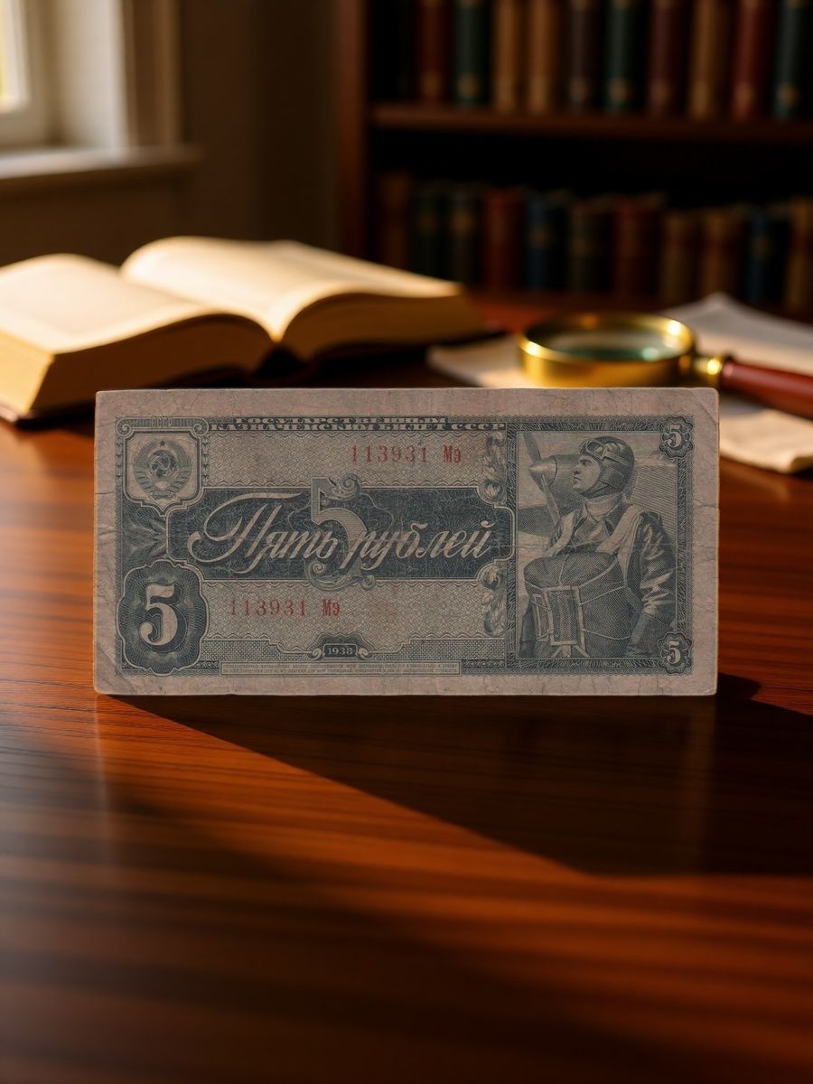 Купюра - Банкнота СССР 5 рублей 1938 года оригинал. состояние на фото
