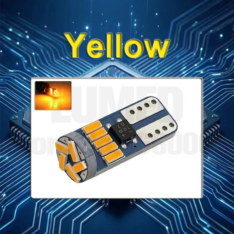 200 шт. светодиодных ламп T10 W5W WY5W 15-выводных 194 168 LED 4014 SMD, сверхъяркие, для Желтый