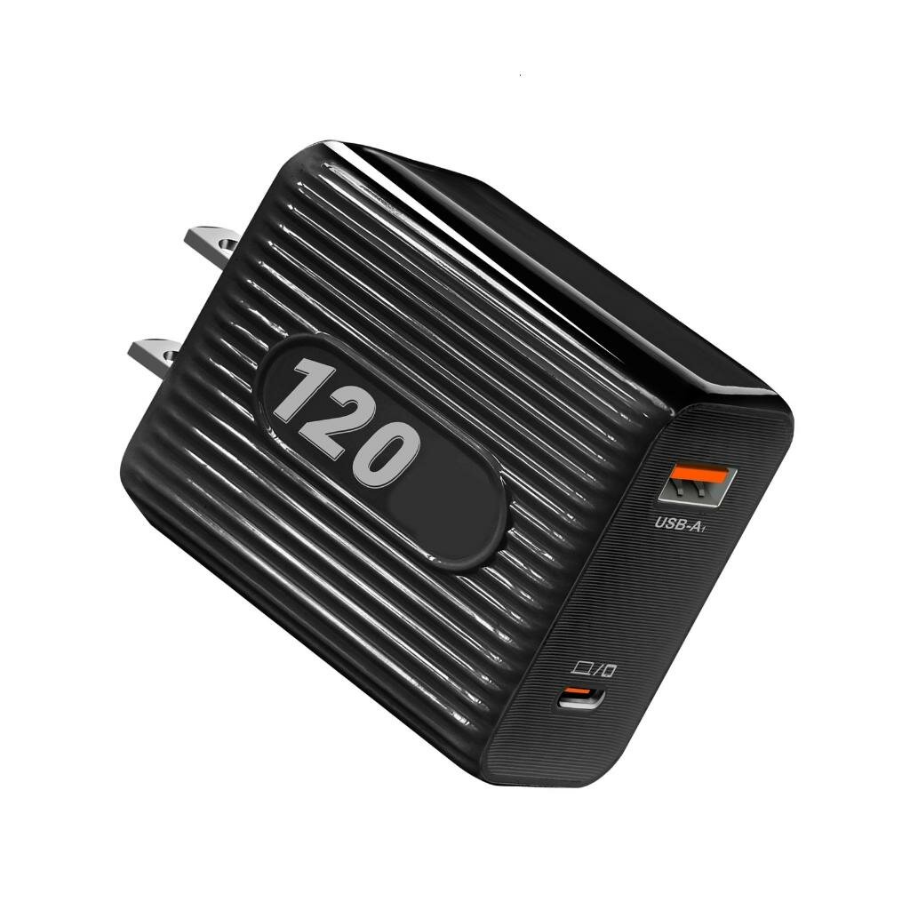 120W настенное зарядное устройство USB-A + Type C, Черный