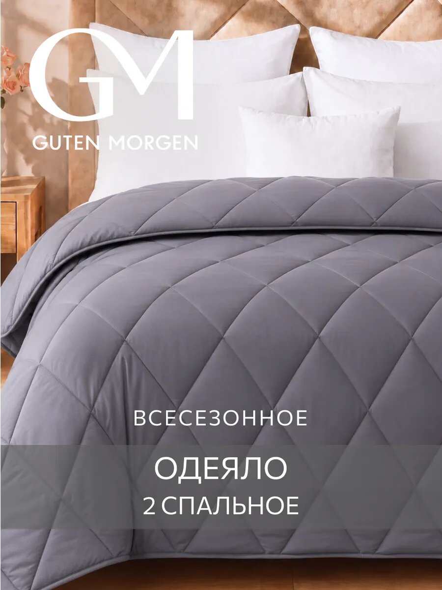 Одеяло, 2 спальное, 172х205 см Guten Morgen, Холлофайбер, Микрофибра, Softt цвет: Графит