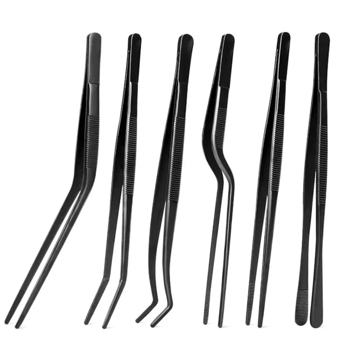 Профессиональные пинцеты из нержавеющей стали Black 6 pcs