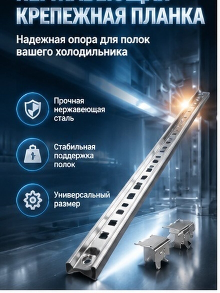 Клипсы Для Полок Холодильника Из Нержавеющей Стали 1 Штук Размер 51.50X2.20X0.50Cm