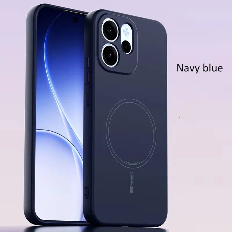 Высококачественный магнитный мягкий силиконовый чехол для Oppo Темно-синий, Navy blue, Oppo Reno 15c