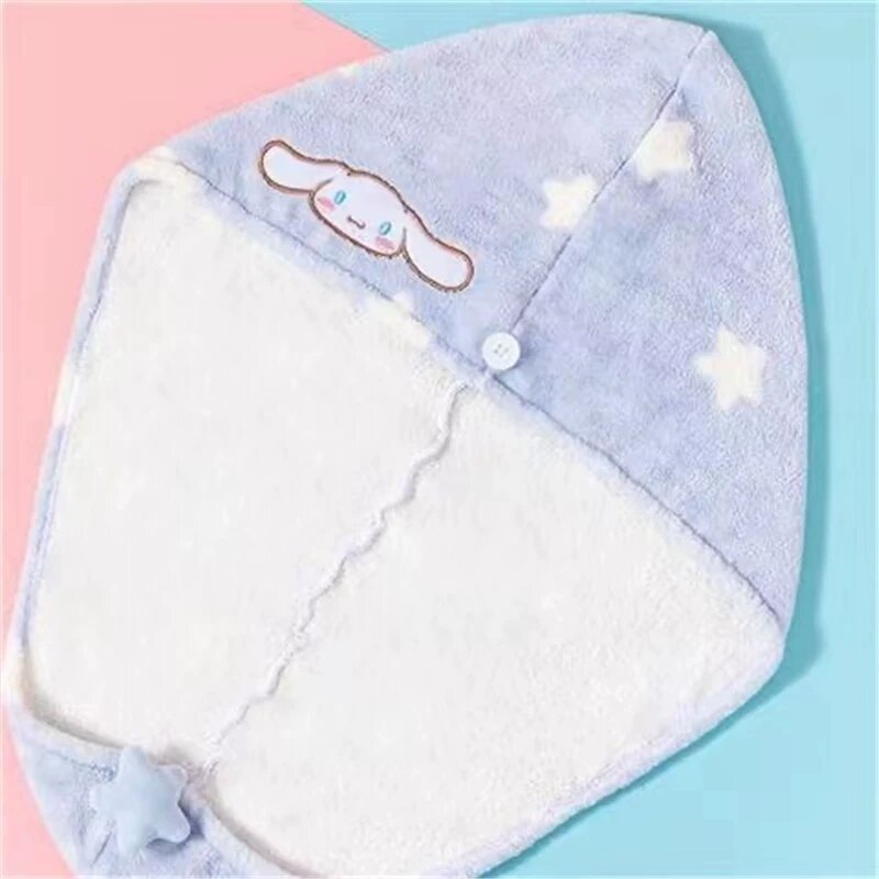 MINISO Полосатый хлопковый полотенце для сушки волос, мягкая впитывающая ткань, идеально для женщин и девочек,