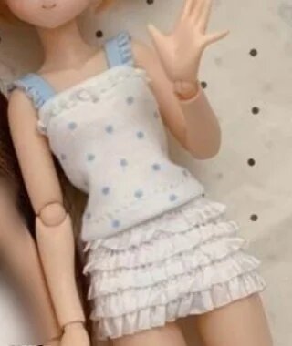 Комплект одежды для куклы Blyth: голубой топ и юбка