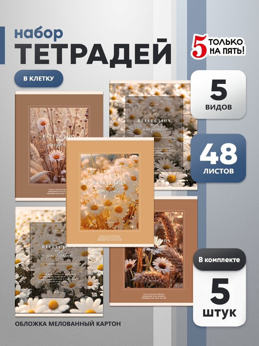 Тетрадь 48 листов в клетку 5 шт
