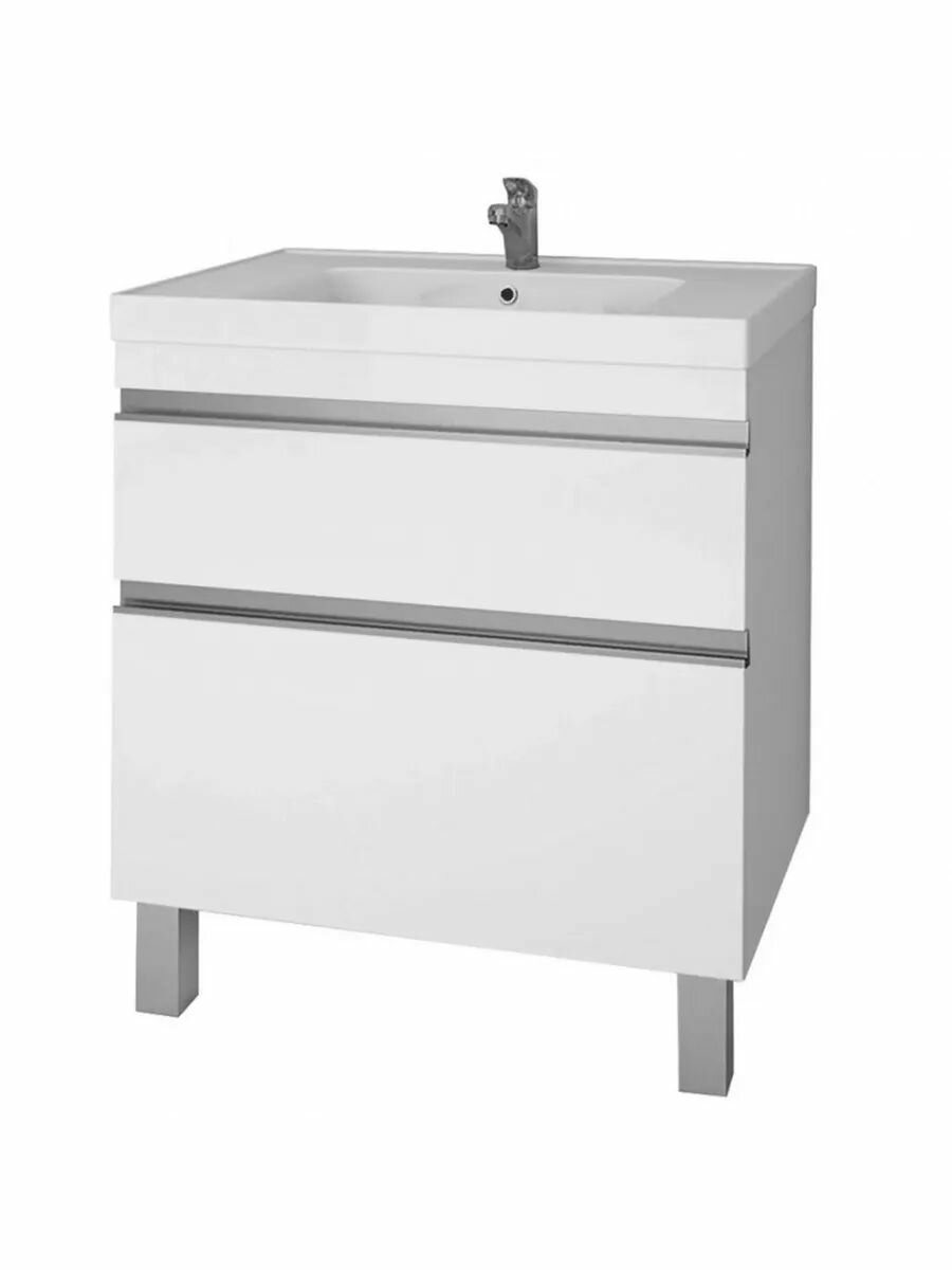 Тумба GRACE PLUS, 70 см, подвесная/напольная, 2 ящика, с опорами, белый глянец