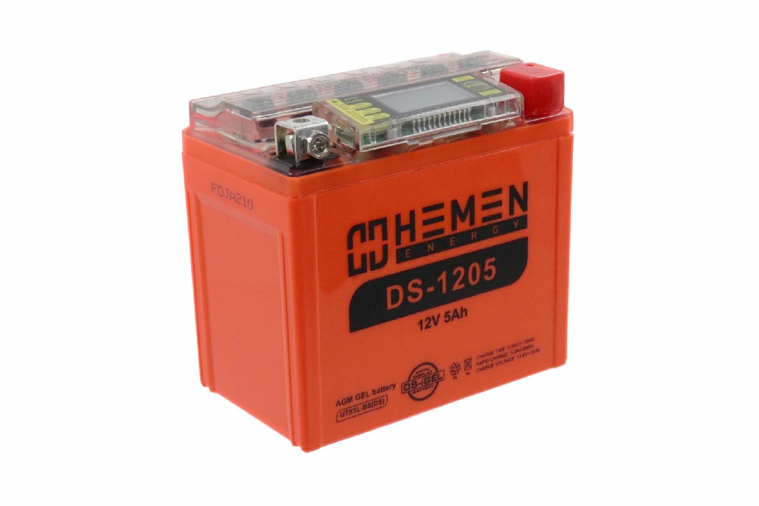 Аккумулятор 12В 5Ач HEMEN ENERGY DS1205 С диспл(обр. полярн)(113*70*107мм)