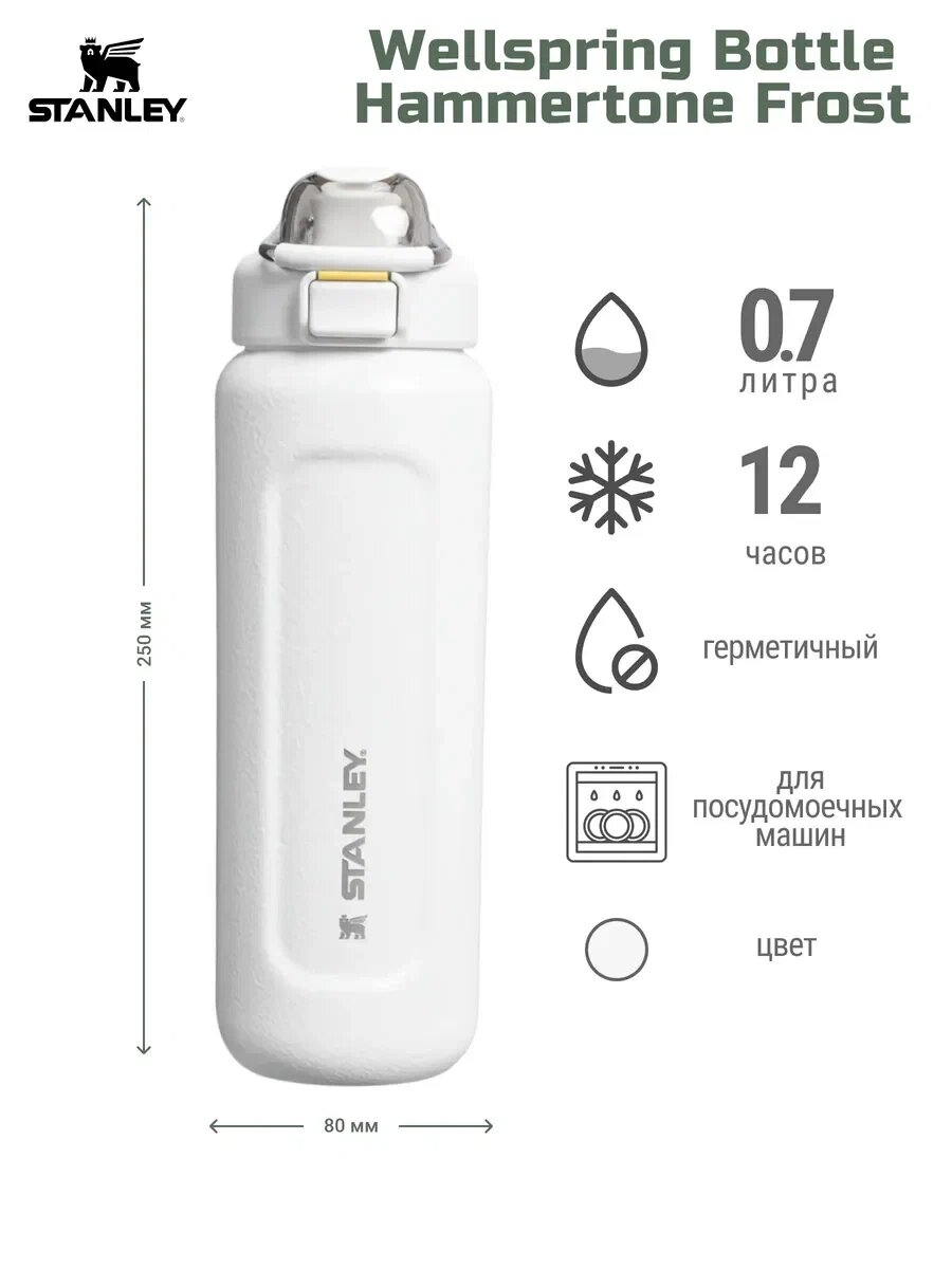 Термобутылка Stanley Wellspring Bottle "Hammertone Frost", сталь, белая