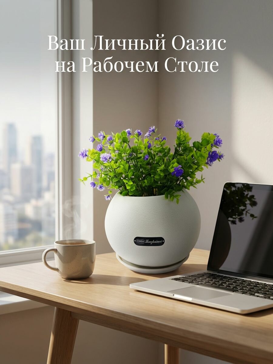 Вазон 5.9 л, 19.5 см, 1 шт, цвет белый