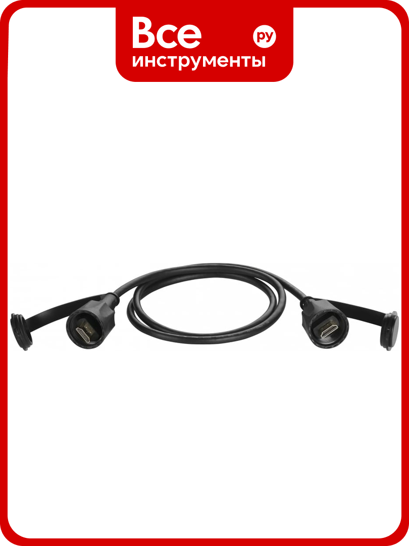 Кабель HDMI LANMASTER, двухразъёмный HDMI A, медный провод в ПВХ‑изоляции, черный, защита IP68, водо- и пылеустойчивая