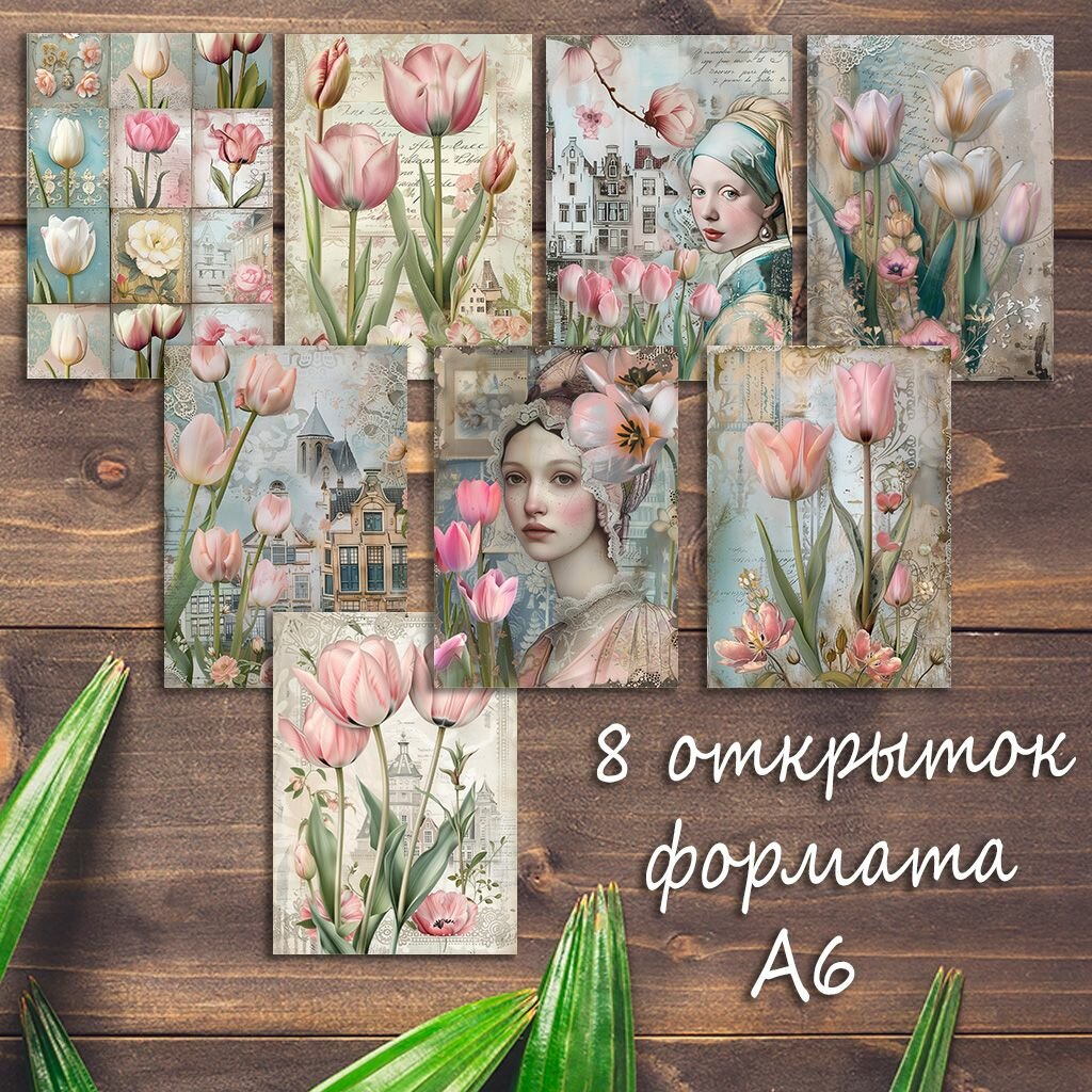 Большой набор открыток Винтаж, 8 штук
