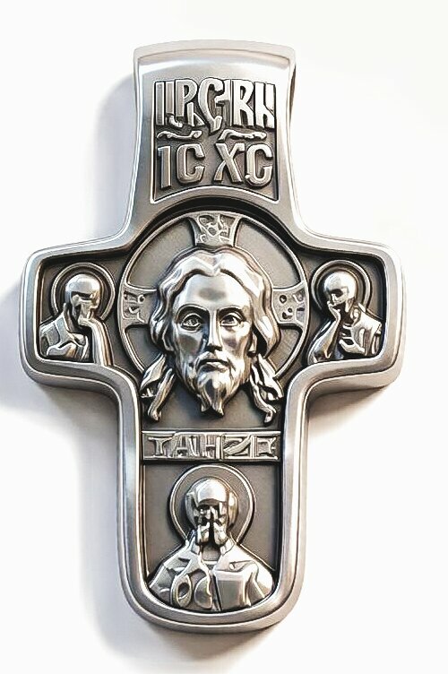 Крестик, серебро, 925 проба, оксидирование