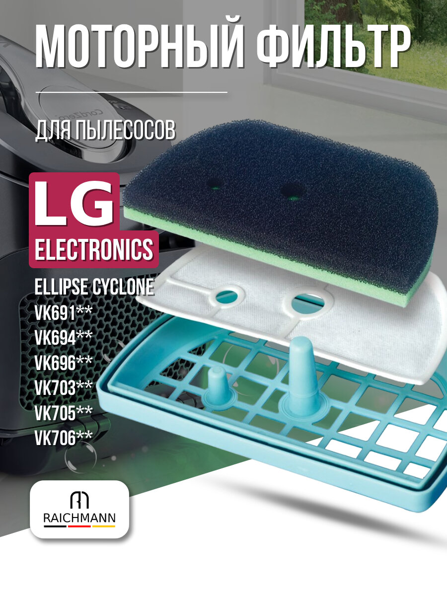 Моторный фильтр для пылесоса LG Ellipse Cyclone VC 221 VC 232 VC 332 VK 691 VK 694 VK 696 VK 703 VK 704 VK 705 VK 706