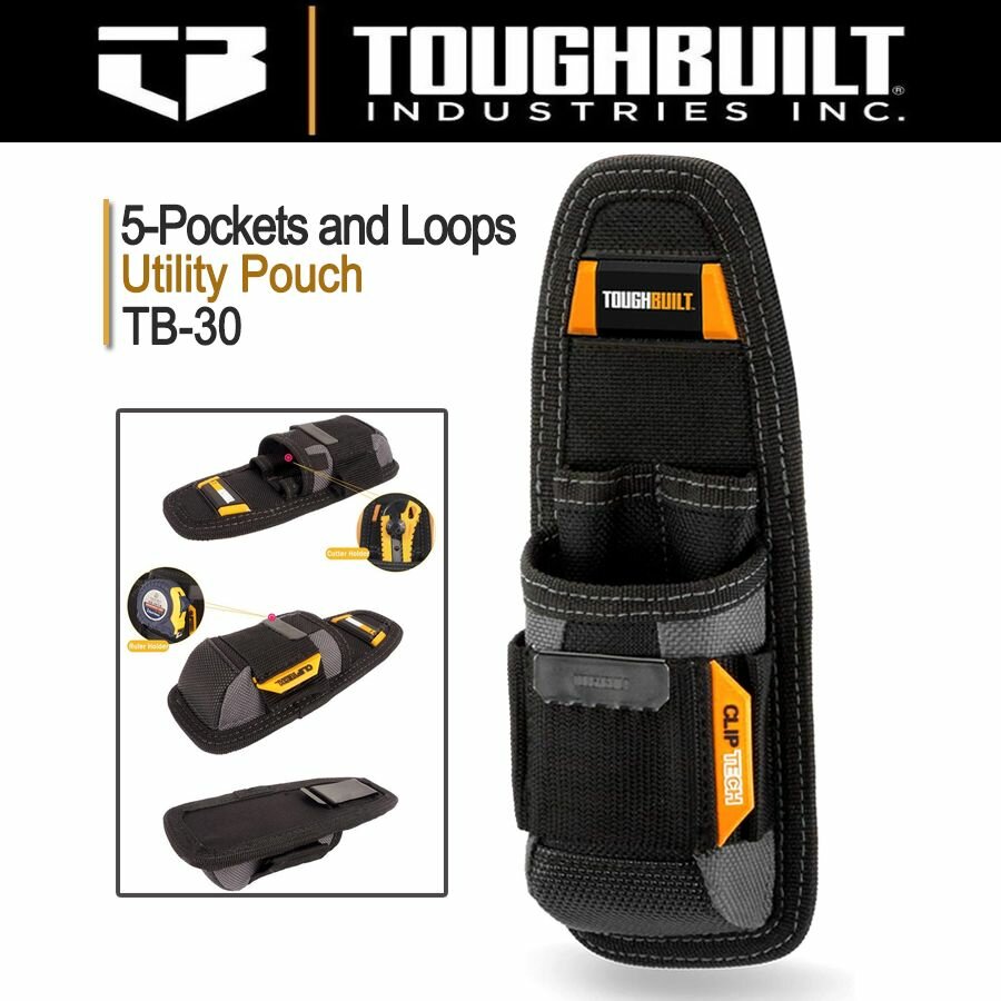 TOUGHBUILT TB-30 Чехол для инструментов универсальный, Поясная сумка, 6-Карманный