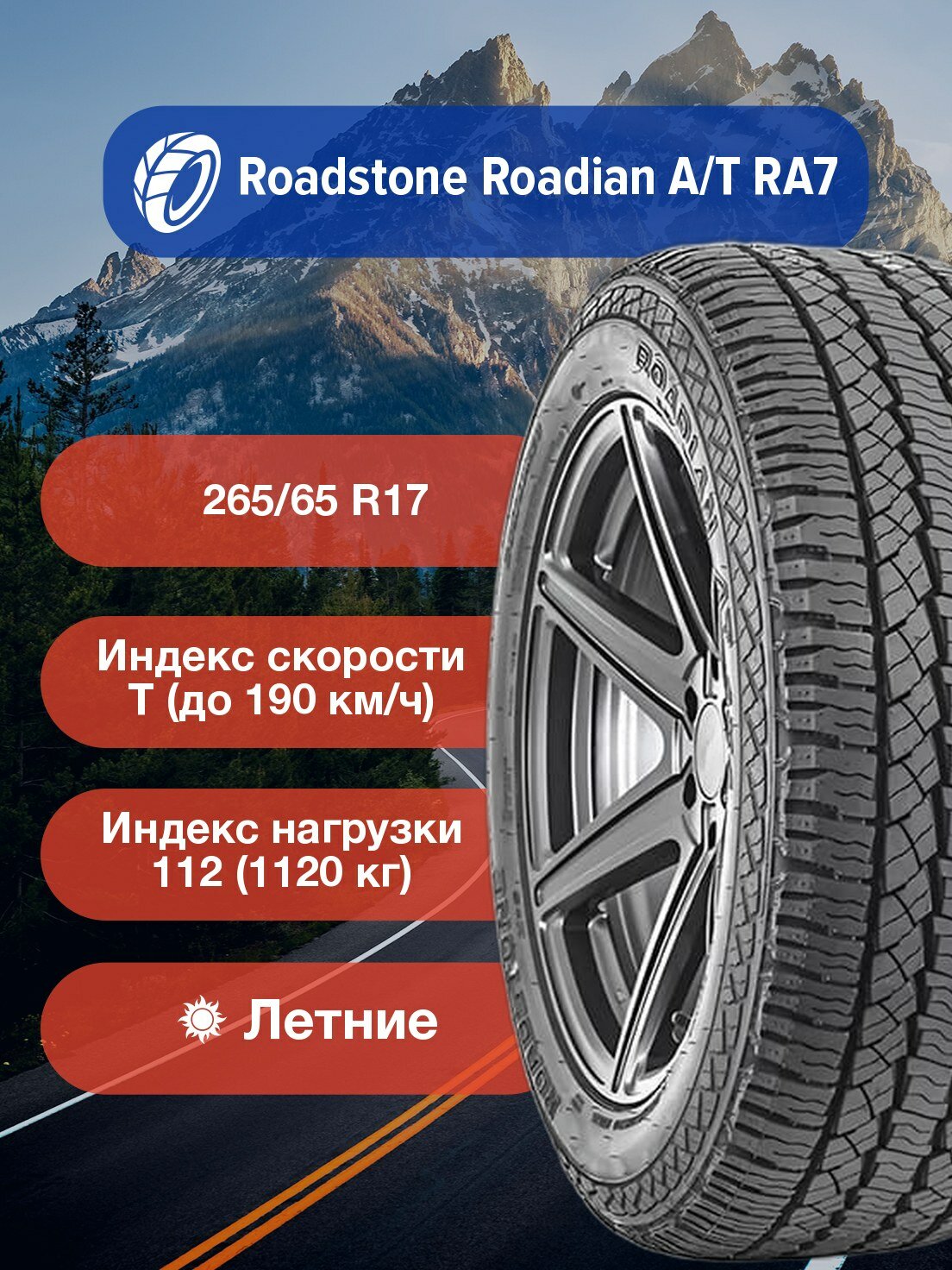 Легковые Летние Шины Roadstone Roadian A/T RA7 265/65 R17 112T-R16424 для легковых автомобилей и кроссоверов
